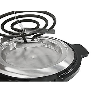 Elite Gourmet ESB-300X Single Countertop Coiled Burner, 1000 Watts Electric Hot Plate, Temperature Controls, Power Indicator Lights, Easy to Clean, Black