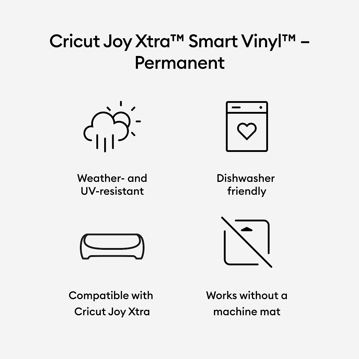 Cricut Joy Xtra Smart Vinyl - Permanent, Water & UV Resistant, Fade-Proof Adhesive Vinyl for Creating Decals, Outdoor DIY Projects, Ideal Sticker Vinyl for Mailboxes, Bottles, & More, Black (3 ft), 3ft