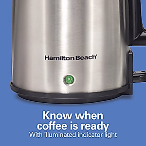 Hamilton Beach 12 Cup Electric Percolator Coffee Maker with Cool Touch Handle, Easy Pour Spout, Stainless Steel (40614RN)