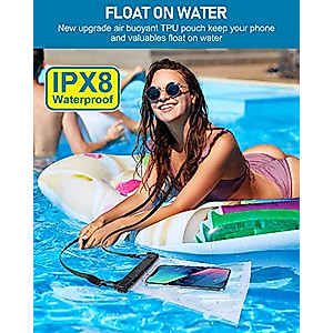 Large Waterproof Phone Pouch, Floating Dry Bag for iPhone 14 13 12 Pro Max Galaxy S22 S21 Large Capacity Waterproof Bag Sunscreen Glasses Storage Universal Dry Pouch for Swimming Rafting Boating