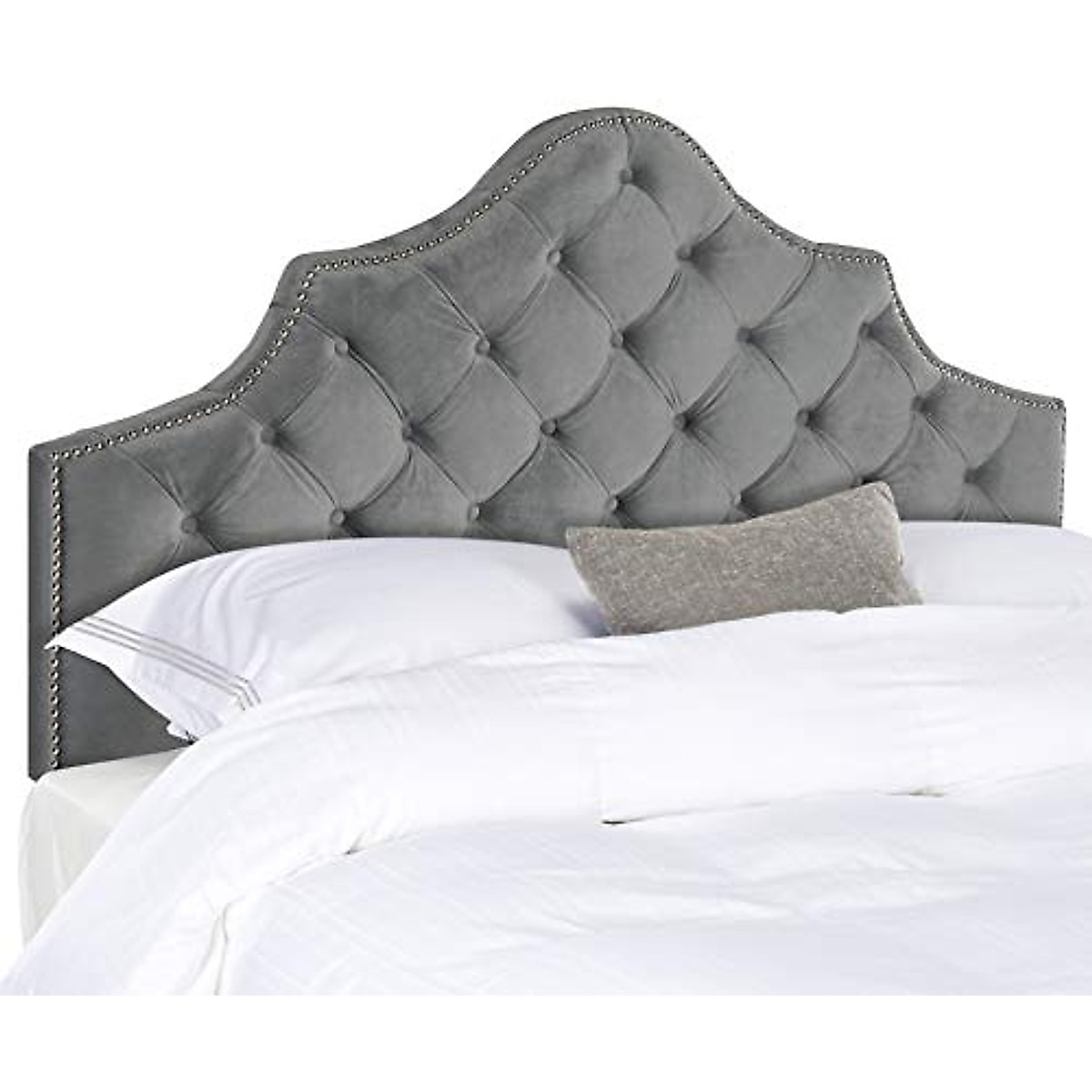 Safavieh Mercer Collection Arebelle Pewter Velvet Headboard, King, Grey