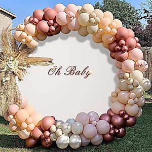 6.5ft Ivory Round Backdrop Cover Suitable for 6.5ft 6.56ft 6.6ft Circle Stand, Pure Ivory Spandex Wrinkle Free Birthday Party Wedding Photography Circle Backdrop Cover Arch Background
