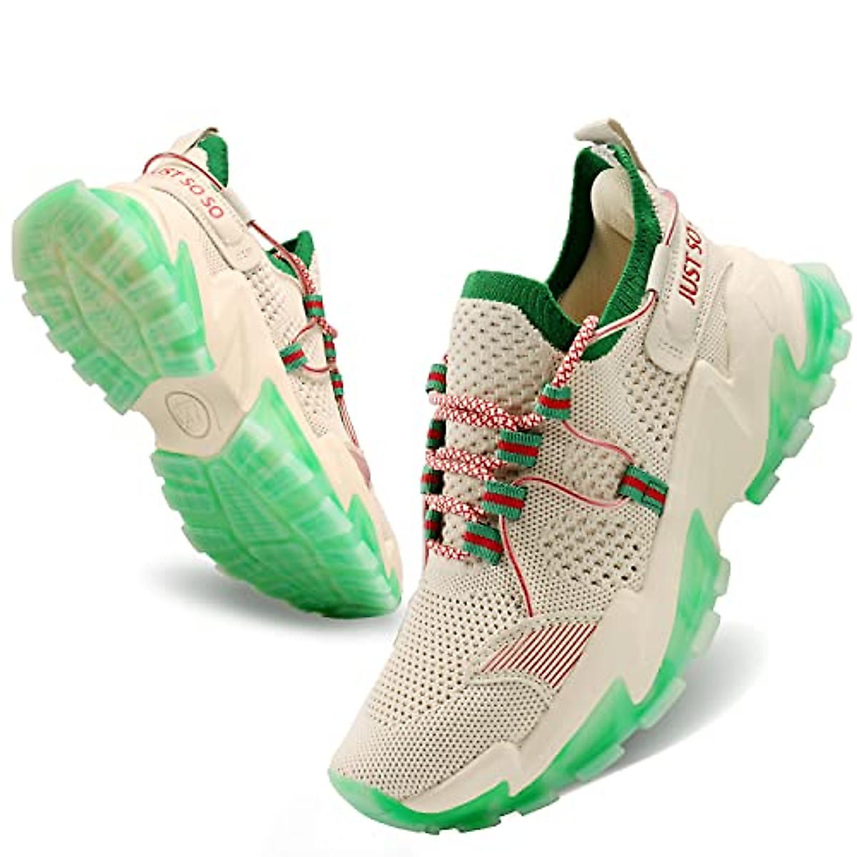 AMLANG Running Shoes Walking Sneakers Women - Tennis Shoes Slip on Mesh Lightweight Breathable Gym Shoes Apricot Size 10.5