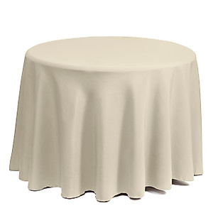 Gee Di Moda Round Tablecloth - 90 Inch Ivory Round Table Cloth for 30 to 60 Inch Round Tables - Heavy Duty Washable Fabric - for Buffet Table, Holiday Party, Dinner, Wedding & Baby Shower