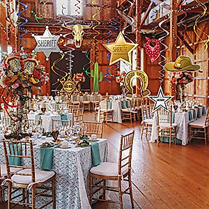 Blulu Western Party Decorations Pack Hanging Swirls Foil Swirls Party Ceiling Decorations Western Cowboy Theme Party Barnyard Theme Birthday Baby Shower Decor Event Supplies 30Ct