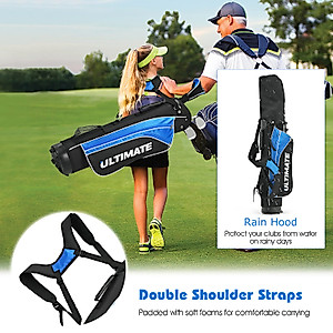 GYMAX Complete Golf Club Set for Kids/Children Right Hand, Includes #3 Fairway Wood &amp; #7 &amp; #9 Irons, Putter, Foamed Head Cover, Portable Youth Golf Club Set (for Age 11-13, Blue)