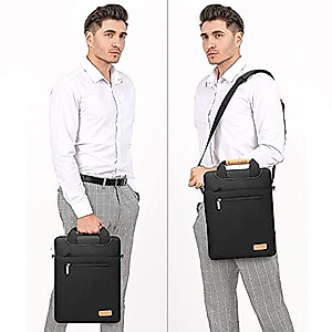 MOSISO Vertical Laptop Shoulder Bag Compatible with MacBook Air/Pro,13-13.3 inch Notebook,Compatible with MacBook Pro 14 inch 2023-2021 A2779 M2 A2442 M1 with Zipper Pockets & Belt, Black