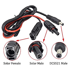 HCFeng 16AWG MC-4 to DC Cable Solar Panel to DC 5.5mm x 2.1mm Male Adapter Charge Cable with DC 3.5x1.35mm, DC 4.0mmx1.7mm,DC 5.5mmx2.5mm,6.5x3mm and DC8mm Converter for Solar Panel (1.5m/5ft)