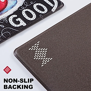 ASPMIZ Coffee Kitchen Mat 2 PCS, Cushioned Anti-Fatigue Kitchen Rugs Non Slip, Memory Foam Kitchen Mats and Rugs, Waterproof Kitchen Floor Comfort Mats for Home & Office, 18'' x 48'' + 18'' x 30''