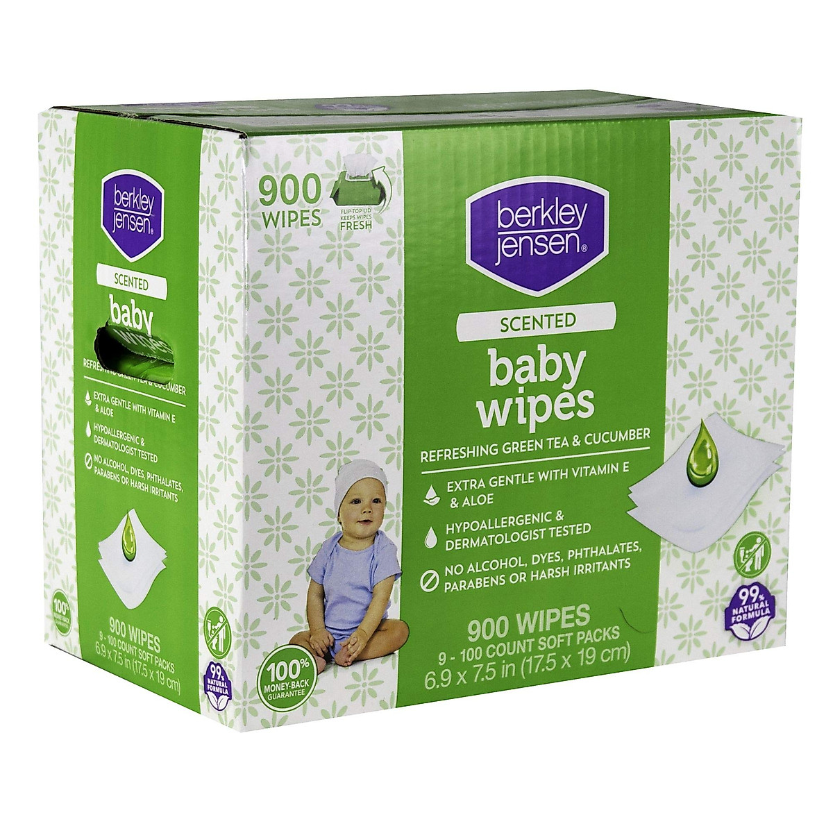 Berkley Jensen Green Tea & Cucumber Scented Baby Wipes, 9 pk./100 ct.