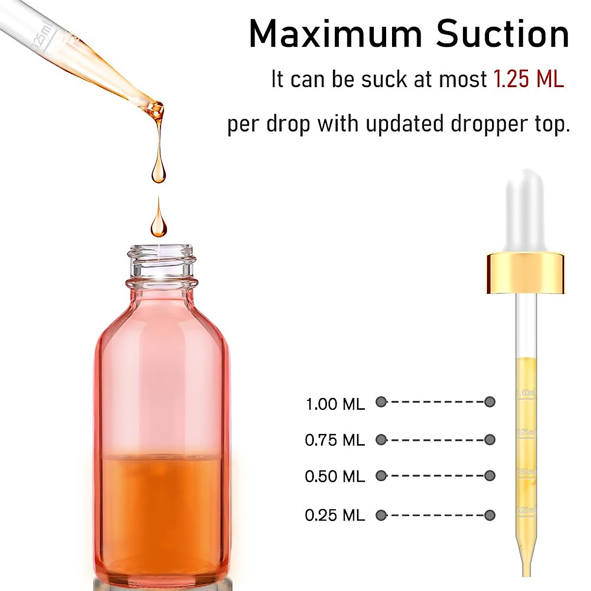 Bumobum Pink Dropper Bottles 4oz, Pink Glass Eye Dropper Bottle for Essential Oils Hair Oils with Labels and Funnels, 12 Pack Tincture Bottles with Golden Top (Plastic Dropper with Measurements)