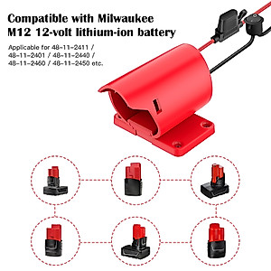 KOEZEOI 2 Packs Power Wheel Adapter for Milwaukee M12 Battery Adapter 12V Power Wheel Battery Conversion Kit with Fuse & Switch & Wire Terminals 12AWG Wire for DIY Ride On Truck and Rc Toys