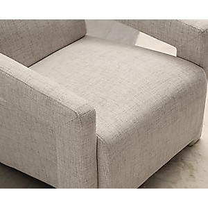 Kmax Modern Accent Chair Linen Fabric Leisure Chair Comfy Single Sofa Reading Chair with Hollow Arms for Living Room, Bedroom, Apartment, Club, Beige
