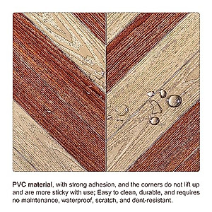 uxcell Peel and Stick Floor Wall Tiles Sticker, 10Pcs 12"x12" Self-Adhesive Wood Grain Floor Stickers Matte Frosted Flooring Tiles for Kitchen Bathroom and Home Decor, Beige+Brown