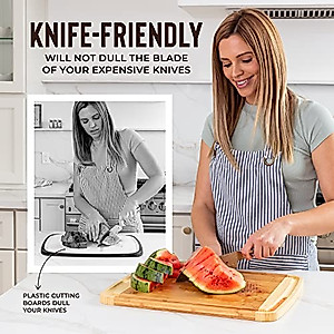 Bamboo Cutting Board - Chopping Board, Wood Cutting Board with Juice Groove, Charcuterie Board, Serving Platter Cheese Board, Bread Board, Turkey Meat Cutting Board, Wooden Cutting Boards for Kitchen