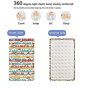 Cars Themed Fitted Crib Sheet,Standard Crib Mattress Fitted Sheet Toddler Bed Mattress Sheets-Crib Mattress Sheet or Toddler Bed Sheet, 28“ x52“,Earth Yellow Pale Blue Red