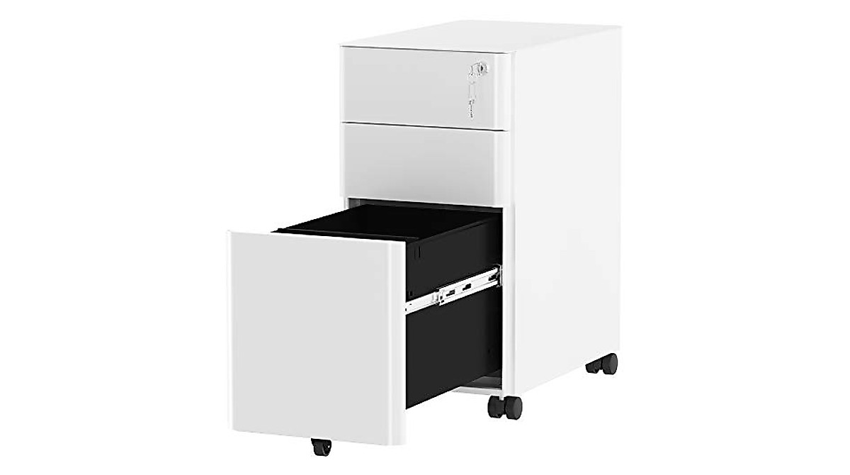 YITAHOME 3-Drawer Slim File Cabinet with Lock, Mobile Metal Office ...