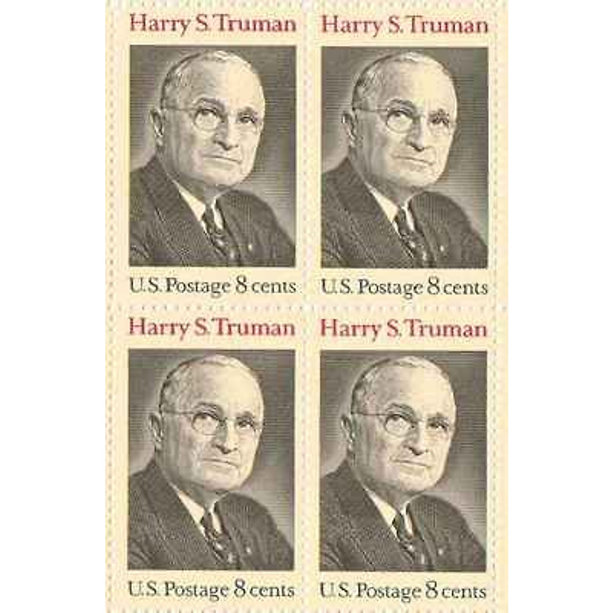 Harry S. Truman Set of 4 x 8 Cent US Postage Stamps NEW Scot 1499
