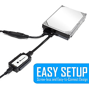 Kingwin USI-2535 USB 2.0 to SATA/IDE Adapter for 2.5 Inch, 3.5 Inch, 5.25 Inch Hard Drives with One Touch Back-Up, Power Supply Included