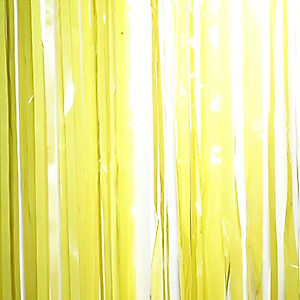 Yellow Tinsel Foil Fringe Curtains Decorations - You Are My Sunshine Baby Shower Birthday Party Photo Backdrops Props Decorations, 2pc