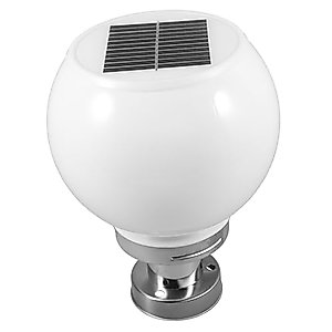 SOLUSTRE Round Ball Waterproof Solar Outdoor Column Lamp Villa Fence LED Post Light Courtyard Garden Lawn Street Lights External Landscape Patio Pillar Lighting Fixture