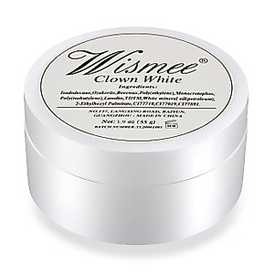 Wismee Classic White Face Body Paint Makeup Clown White Lite 1.9Oz Cake Tub, Joker Zombie Vampire Halloween Costume Single Foundation Cream for Special Effects SFX makeup Fancy Dress Up Cosmetics