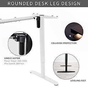 VIVO Compact Electric Stand Up Desk Frame for 41 to 74 inch Table Tops, Single Motor Ergonomic Standing Height Adjustable Base with Memory Controller, White, DESK-E151EW