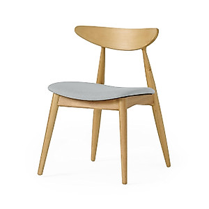 Christopher Knight Home Barron Fabric with Oak Finish Dining Chairs, 2-Pcs Set, Light Grey / Oak