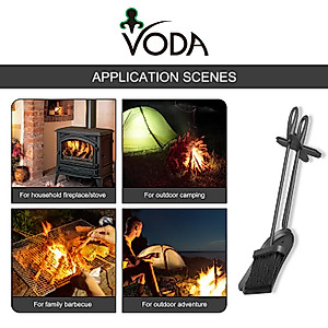 VODA Black Hearth Tidy Set Fireplace Tool Set Coal Shovel Hearth Brush Set Metal Brush Pan Set