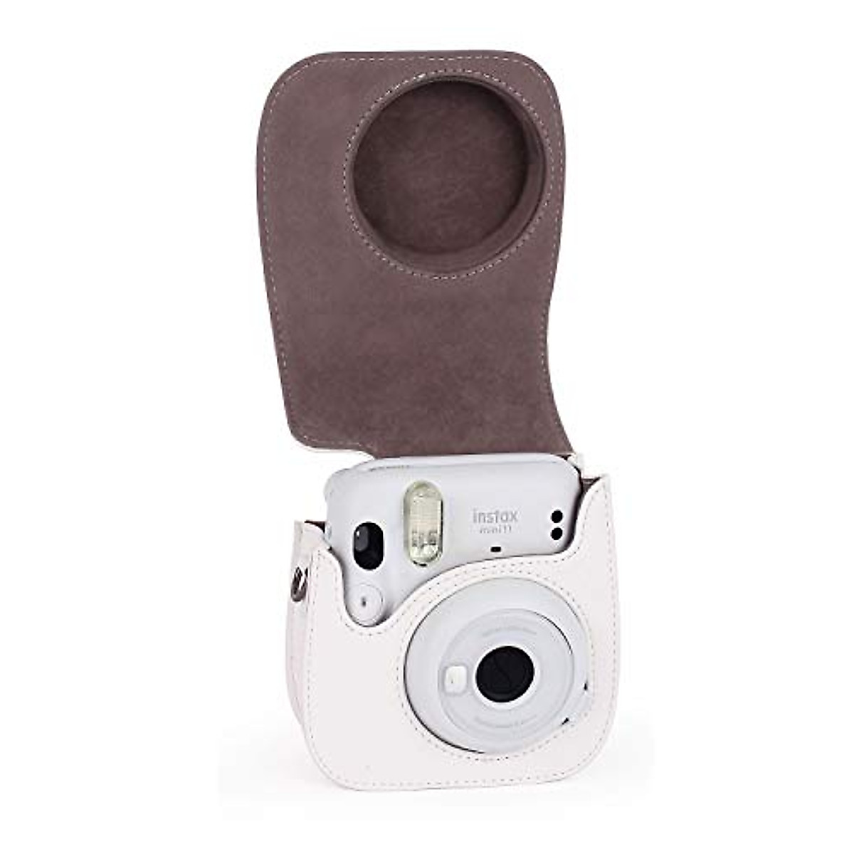 Phetium Instant Camera Case Compatible with Instax Mini 11,PU Leather Bag with Pocket and Adjustable Shoulder Strap (White)
