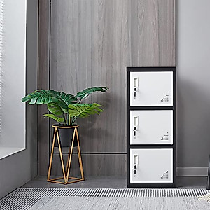 VASAAOSD Lockable Metal Lockers, Steel Office Storage with 3 Doors and Keys, and Metal Storage Cabinets for Schools, Gyms, Homes and Offices Staff Lockers (Locker-1)