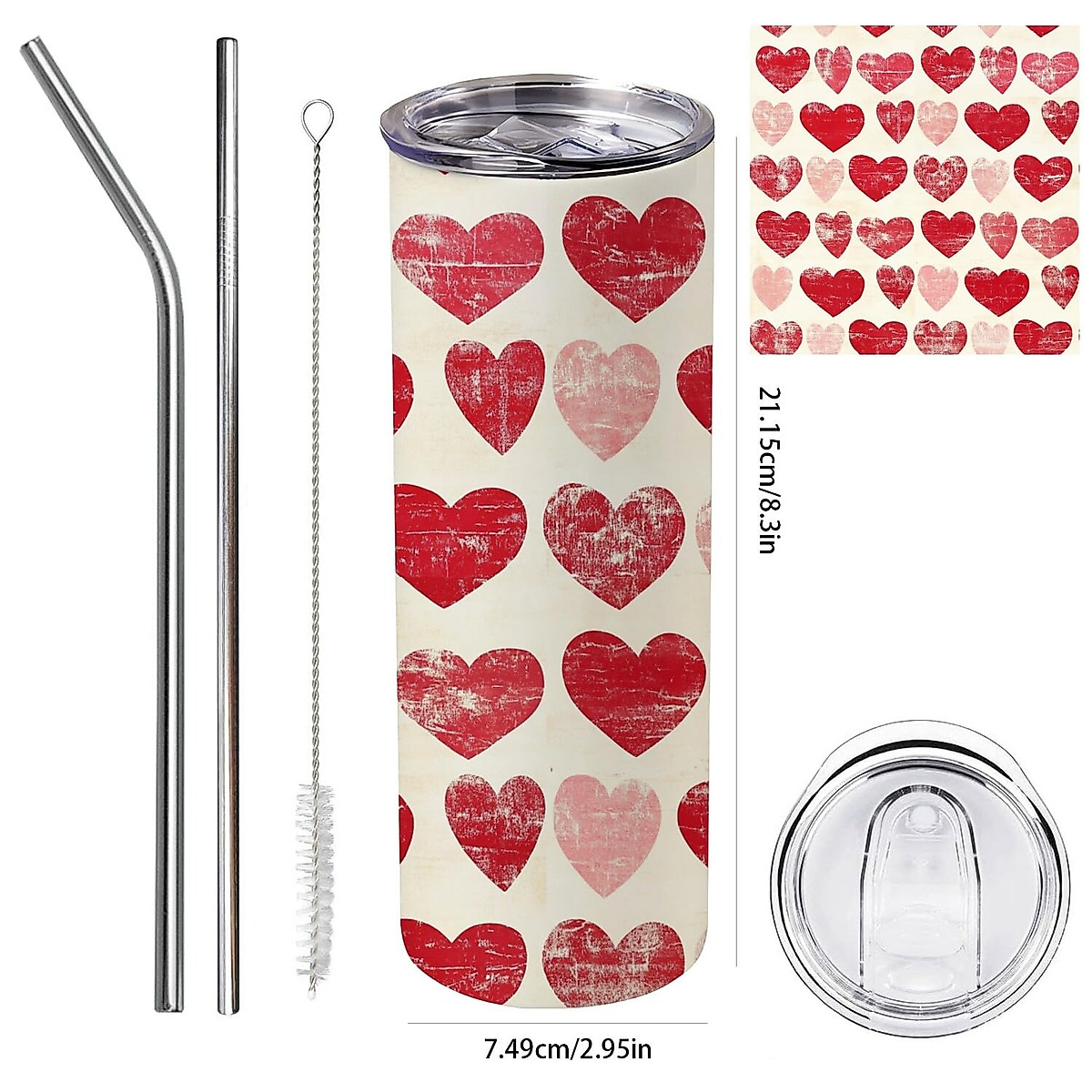 Medpol love kisses valentines insulated tumblers coffee cup Gift，love kisses valentines Drinking Glasses-Tea Cup-Coffee Mug tumbler with lid and straw 20 oz insulated tumbler cups