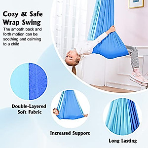 KABOER Cuddle Sensory Swing,Indoor Therapy Swing Double-Layer Hammock Swings with 360° Swivel Hanger for Kids&Adults to Play&Calm,Hanging Therapy Swing for with Sensory Needs,Max Weight 200lbs,Blue