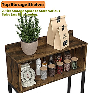 Furniouse 5-Tier Kitchen Bakers Rack with Power Outlet, Industrial Microwave Oven Stand with Storage, Kitchen Storage Shelf with Cabinet, Coffee cart, Standing Kitchen Storage Rack (Rustic Brown)