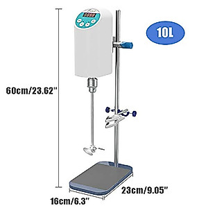 AnEssOil Lab Digital Overhead Stirrer Lab Mixer Overload Protection Electric Mixer Agitator Stirring Laboratory Mixer Industrial Liquid Mixer 10,000mpas 10L