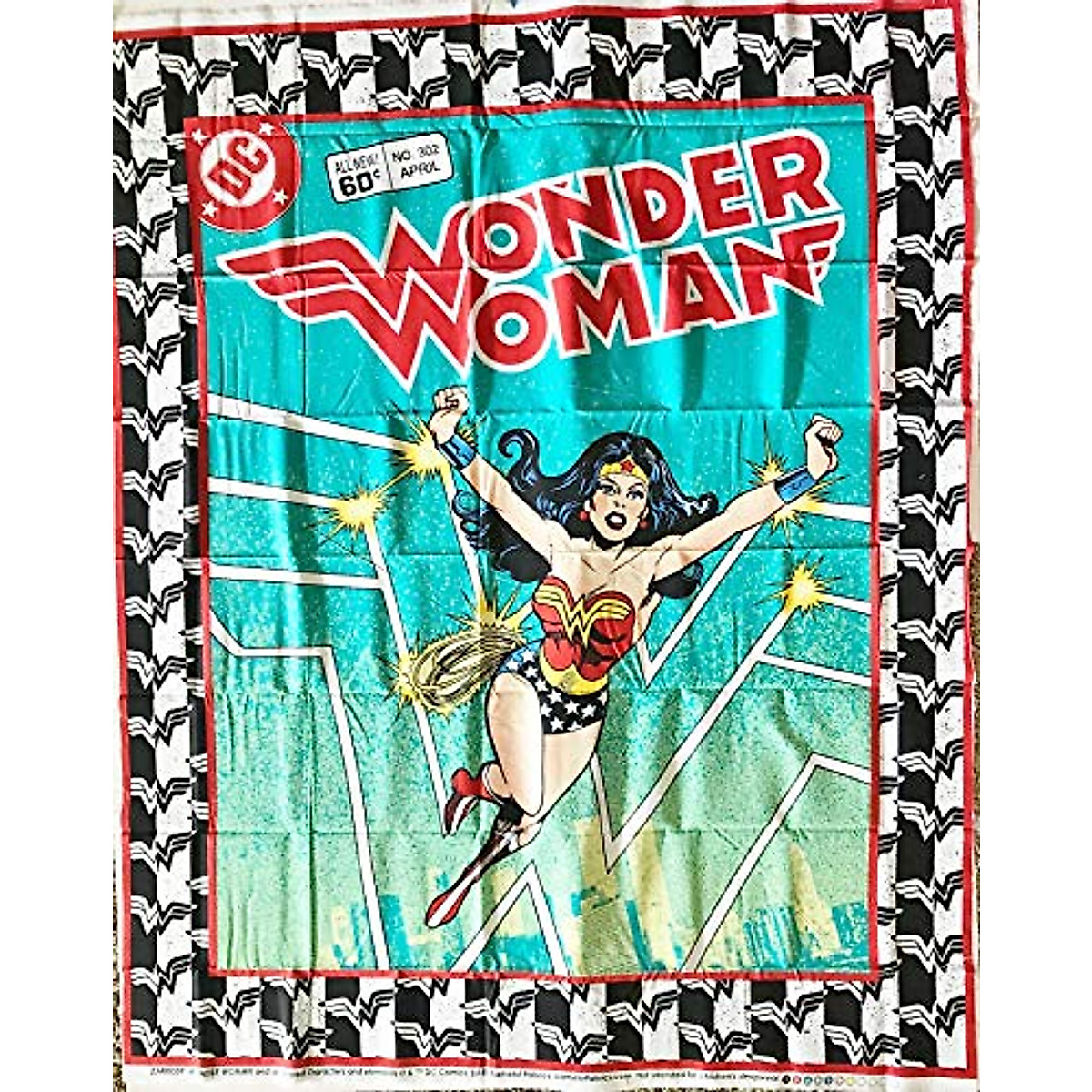 DC Comics Wonder Woman Cotton Fabric Panel - Officially Licensed (Great for Quilting, Sewing, Craft Projects, Quilt or Throw Pillows) 36" X 44"
