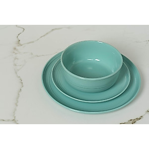 10 Strawberry Street Double Line 16 Piece Dinnerware Set, Seafoam