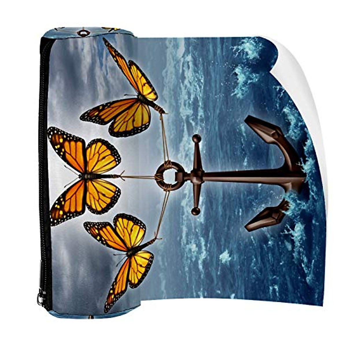 Butterflies Lifting The Burden Anchor Pencil Bag Pen Case Stationary Case Pencil Pouch Desk Organizer Makeup Cosmetic Bag for School Office