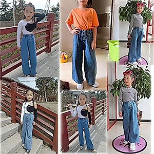 Milokado OnlyAngel Kids Girls Washed Elastic Waist Jeans Age 4-13 Years (Blue, 8-9 Years)