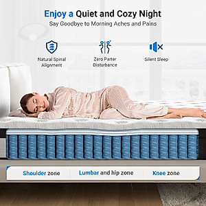 Avenco Cal King Mattress 10 Inch, Hybrid Mattress California King Medium Firm, Cal King Mattress in a Box with Gel-Infused Memory Foam and Pocketed Springs, Breathable Knit Fabric, Edge Support