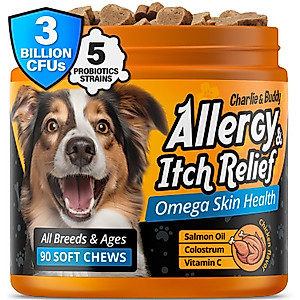 Dog Allеrgy Relief Chews, Immunе Support & Itсh Rеlief for Dogs, Skin and Coat Supplements with Omega 3 Fish Oil, ACV, Vitamin C, & Probiotics for Dogs, 90 Soft Chews, Chicken Flavor, Wrap