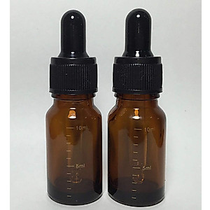 erioctry 6PCS 10ml 0.34oz Empty Refillable Amber Graduated Glass Essential Oil Bottle Vial Container with Glass Pipette Dropper