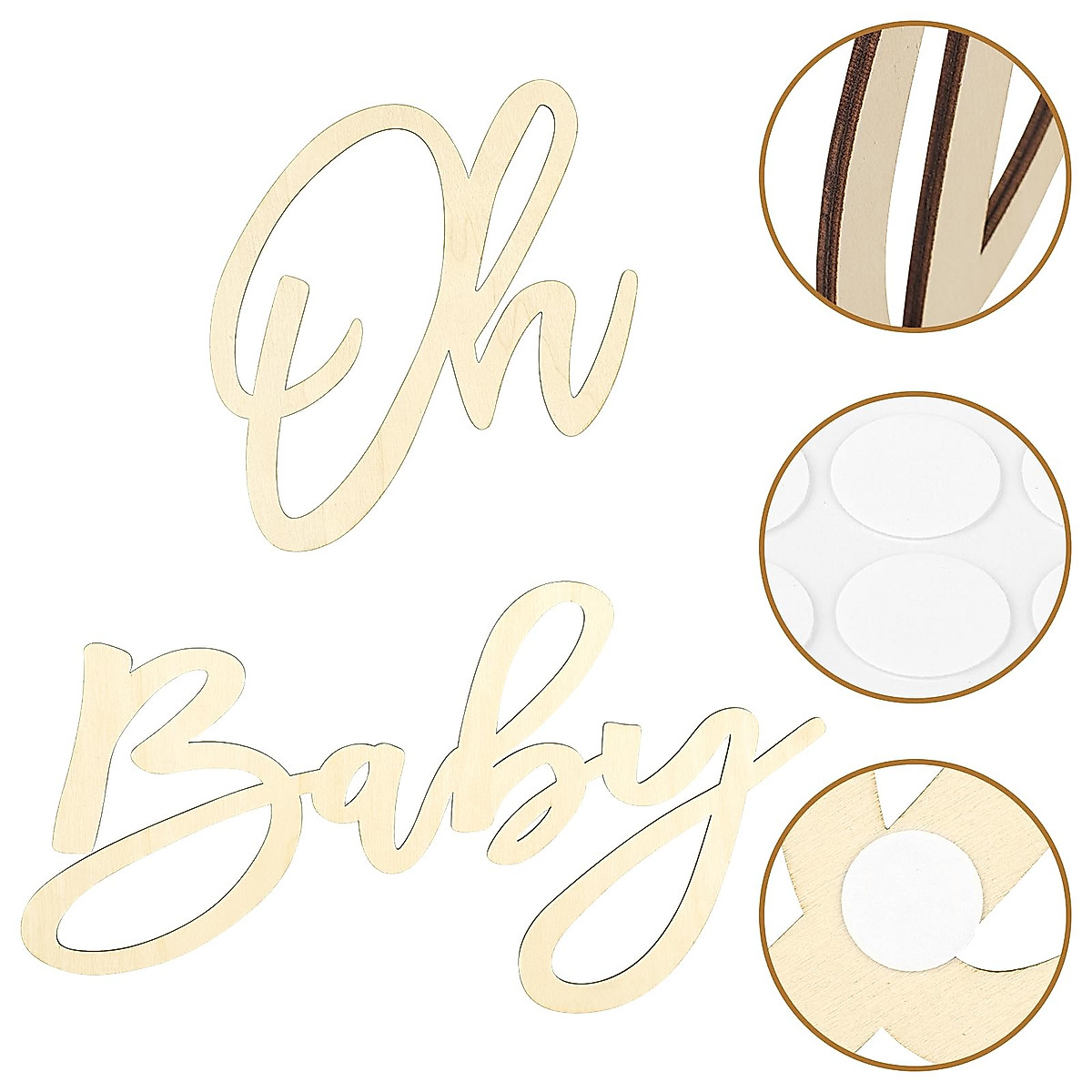 Oh Baby Wooden Sign for Backdrop, Unfinished Baby Shower Sign Banner for 1st Birthday Back Drop, Boy/Girl Gender Reveal, Baby Party Announcements Event Decor