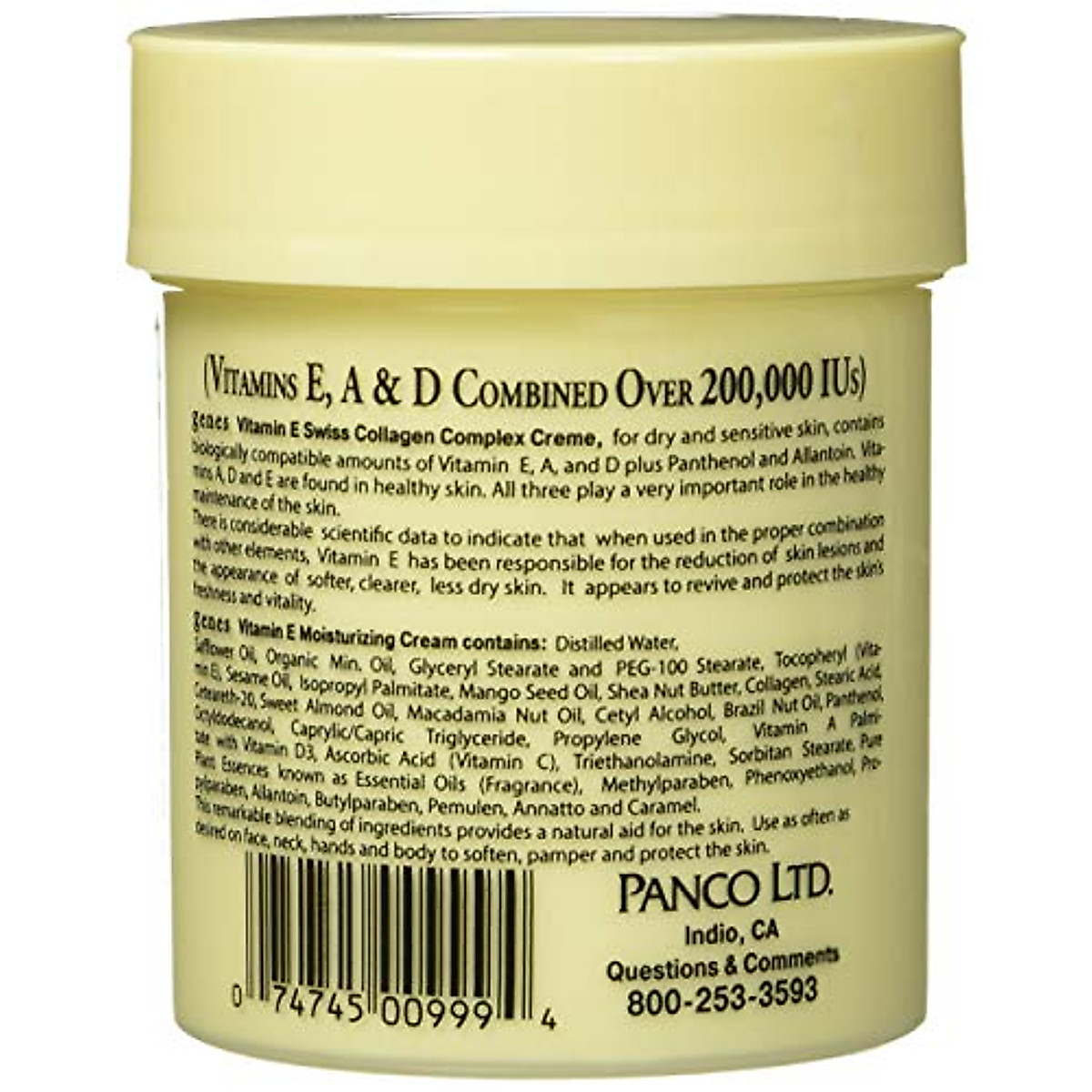 Genes Vitamin E Creme Swiss Collagen Complex Moisturizing Creme for Dry and Sensitive Skin 16 oz