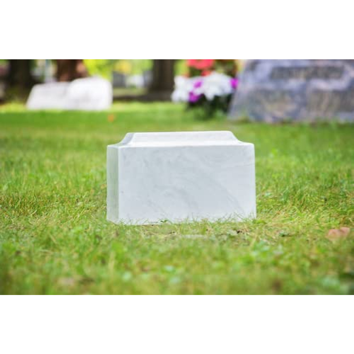 Carrera Classic Cultured Marble Cremation Urn for Ashes, Gray Urn, Grey, Adult Sized Cremation Urn for Human Ashes, Ground Burial, Home Memorial and Funeral Cremation Urn