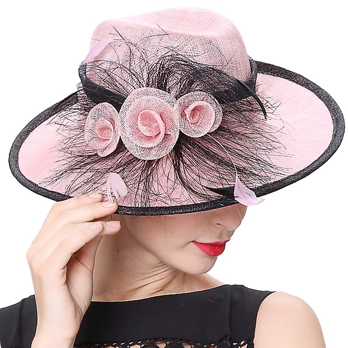 Koola's hats Women 3 Layers Sinamay Kentucky Derby Church Sun Summer Hats