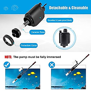 AQQA Aquarium Gravel Cleaner, 6-in-1 Electric Fish Tanks Gravel Vacuum Cleaner Set for Remove Dirt, Change Water, Wash Sand, Water Shower, Water Circulation (20W, 320GPH)