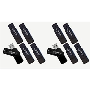 10-Pack Swing USB 2.0 Flash Drive Black 8GB