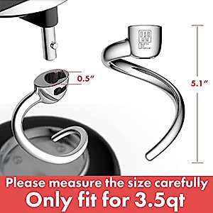Spiral Dough Hook Replacement for KitchenAid 3.5 Qt. Tilt-Head Stand Mixers/Polished 18/8 Stainless Steel Accessories/No coating/Dishwasher Safe/Compatible for KSM3311/3316/ Artisan Mini Series