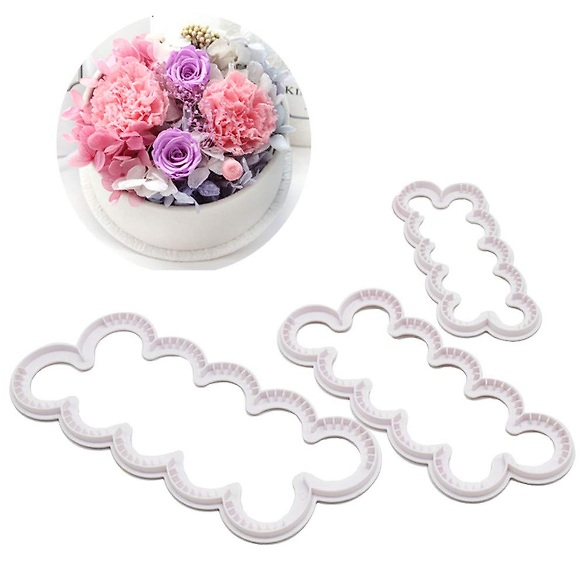 Fondant Icing Tool, 9Pcs Roses Carnations Peony 3D Petal Cake Cutter Flower DIY Baking Accessories